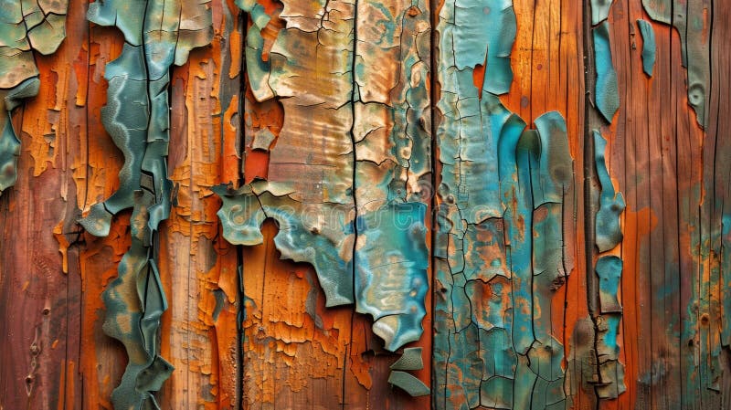 Weathered Paint Exposes a Rich Wood Texture with Vibrant Colors and ...