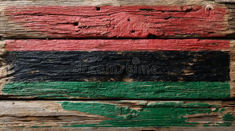 Weathered Pan-african Flag Painted on Rustic Wooden Planks Symbolizing ...