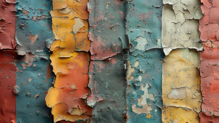 Weathered, Peeling Paint on Vertical Panels in Various Colors Stock ...