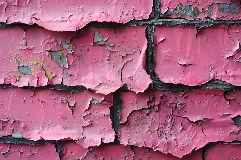 Weathered Pink Brick Wall Texture with Peeling Paint for Background ...
