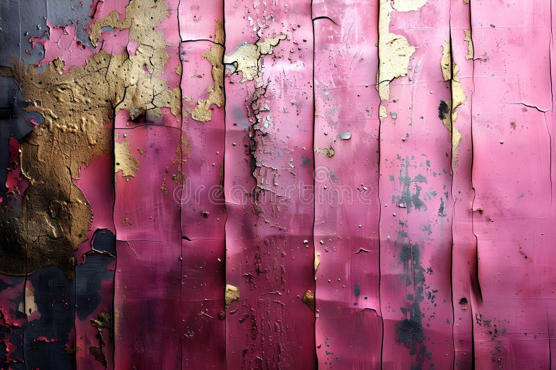 Weathered Pink Metal Texture with Golden Accents. Concept Metal Texture ...