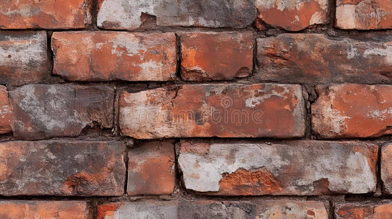 Weathered Red Brick Wall Showing Texture and Aging. Stock Image - Image ...