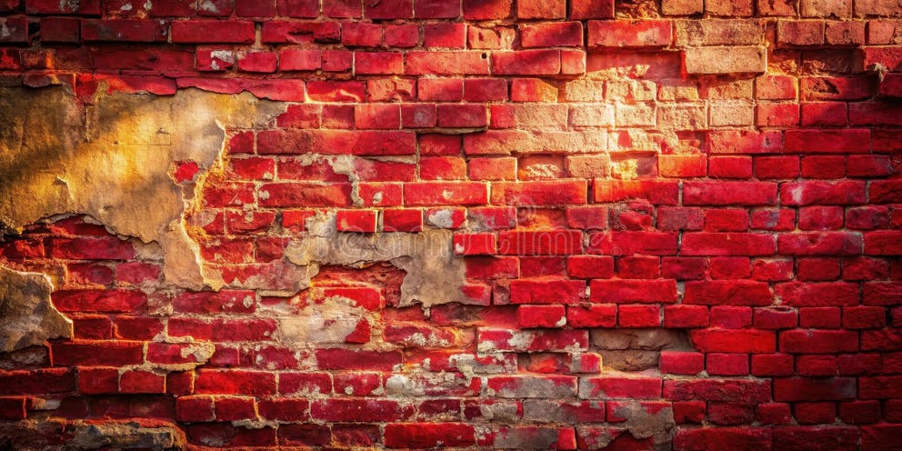 A Weathered Red Brick Wall Texture with Decaying Mortar. Generative AI ...
