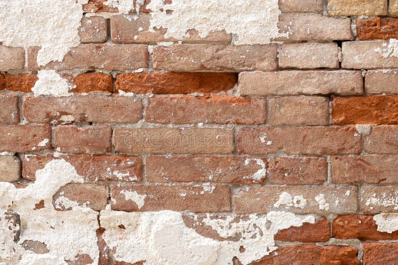 Aged Brick Wall with Peeling Plaster Stock Image - Image of textured ...