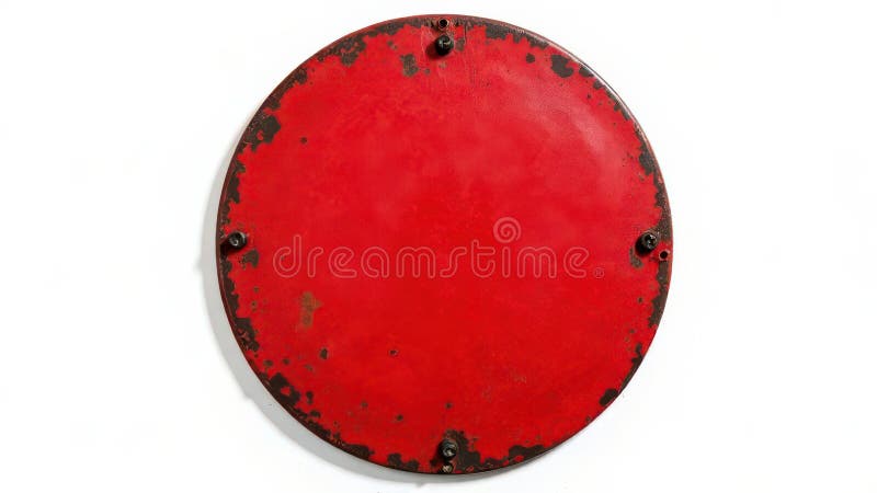 Weathered Red Circular Metal Object with Rusty Texture on White ...