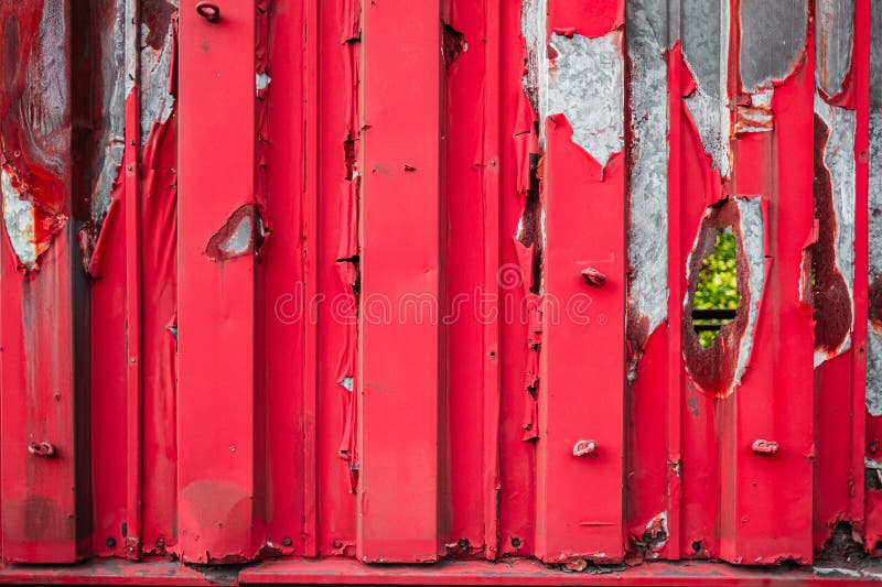 Weathered Red Metal Container Wall with Destroyed Flakes Texture Stock ...