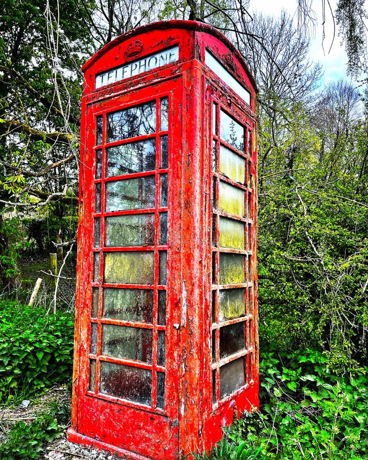 Weathered red phone box stock photo. Image of disused - 232597358