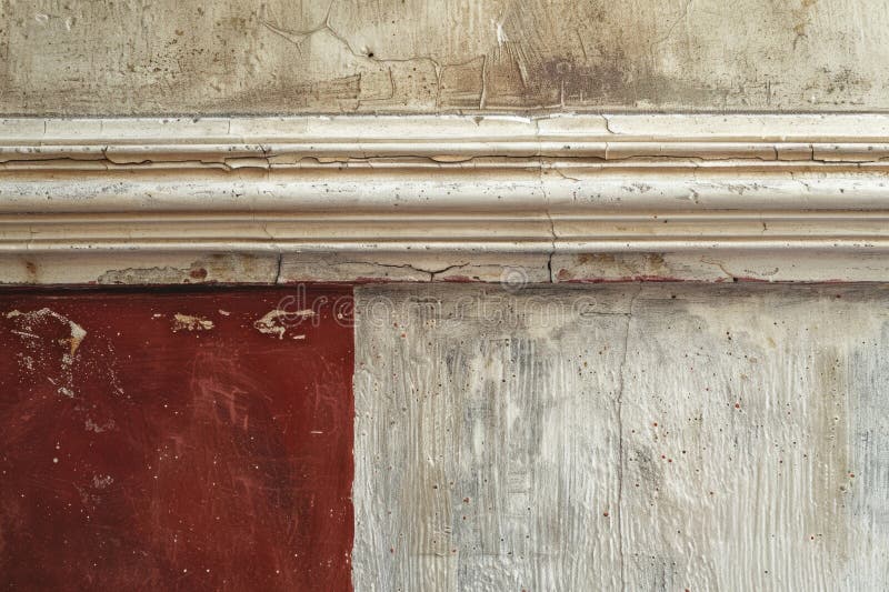 A Weathered Red and White Wall with Peeling Paint. Suitable for ...