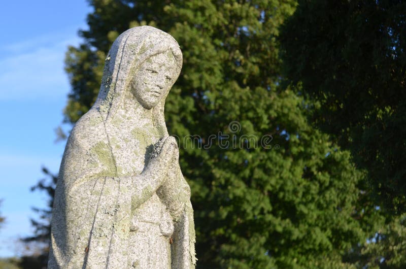 Weathered Religious Marble Virgin Mary Statue In Church Cemetery ... Weathered Religious Marble Virgin Mary Statue In Church Cemetery ...