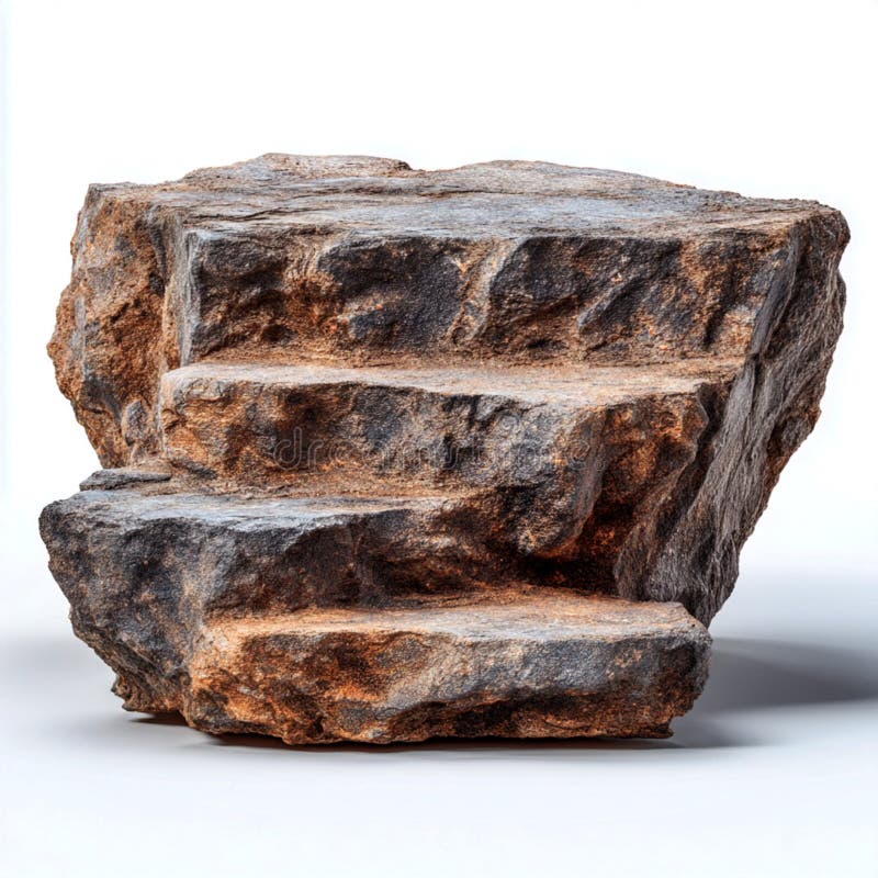 A Single Rock Formation with Three Steps Carved into it Stock ...