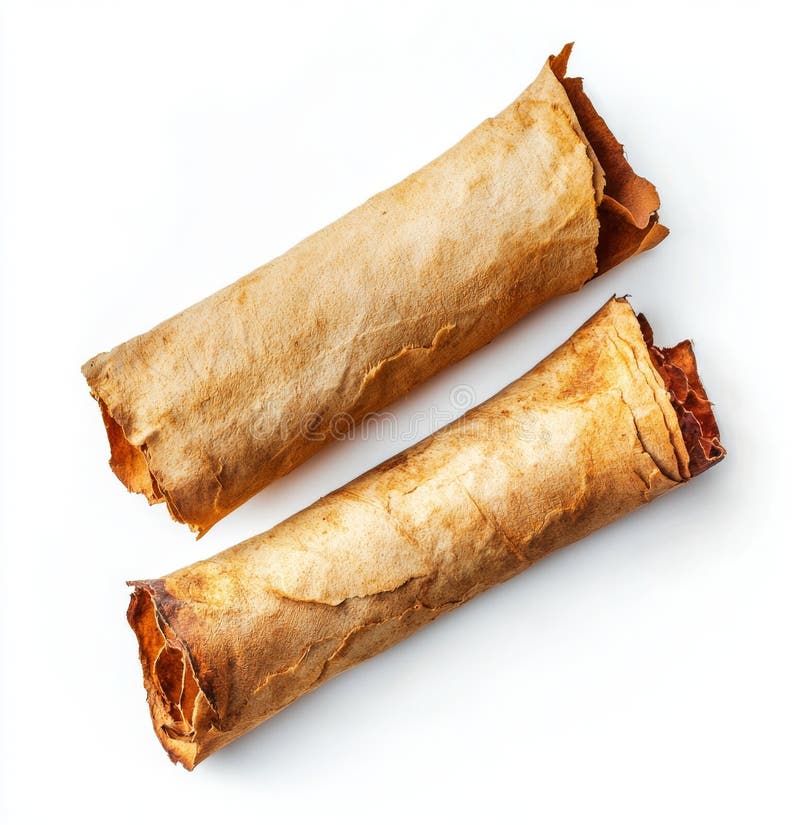 Weathered, Rolled Parchment, Set To Carry a Note or a Narrative. Stock ...