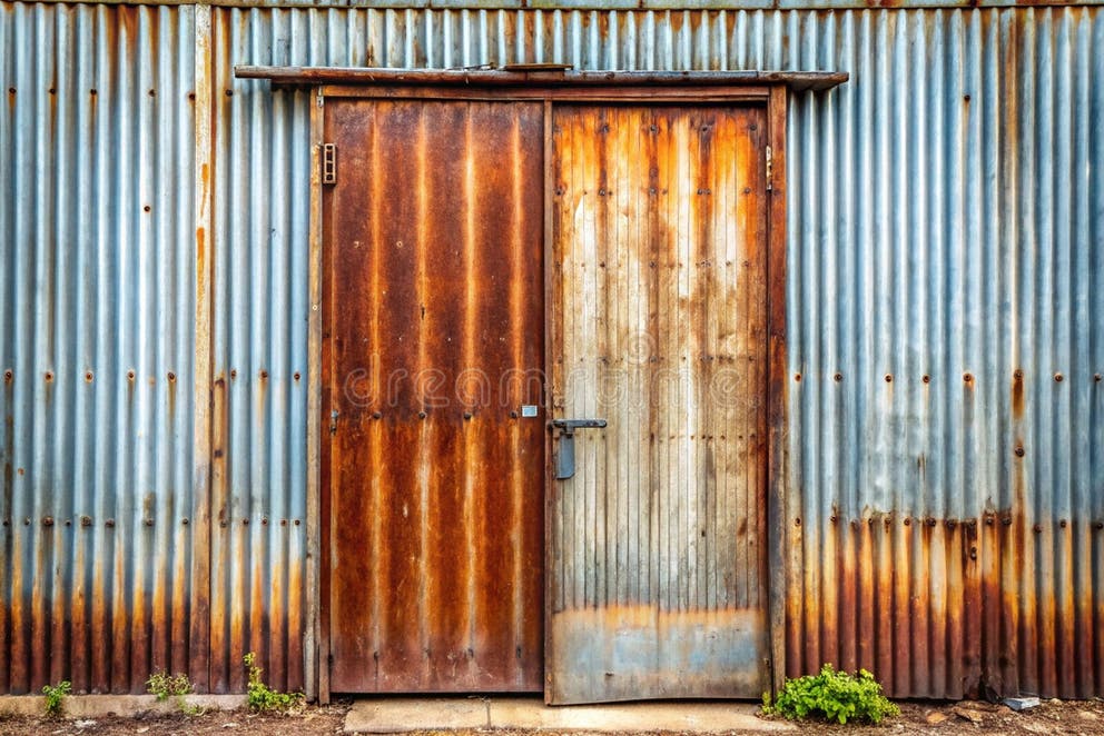 Weathered Rusted Corrugated Iron Door Texture Stock Illustration ...