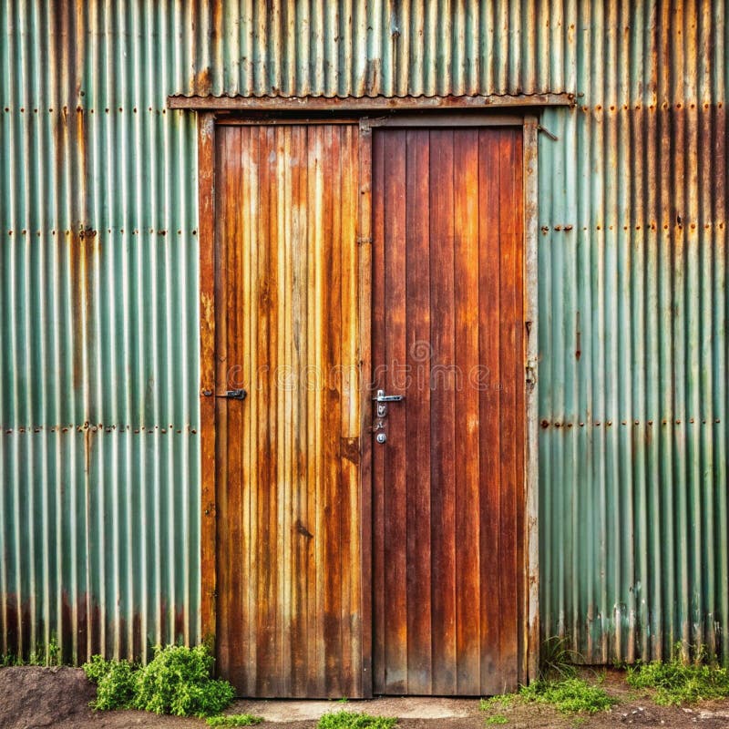 Weathered Rusted Corrugated Iron Door Texture Stock Illustration ...