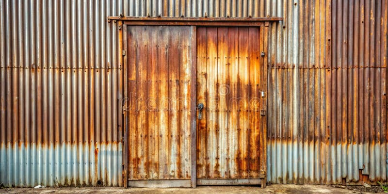 Weathered Rusted Corrugated Iron Door Texture Stock Illustration ...