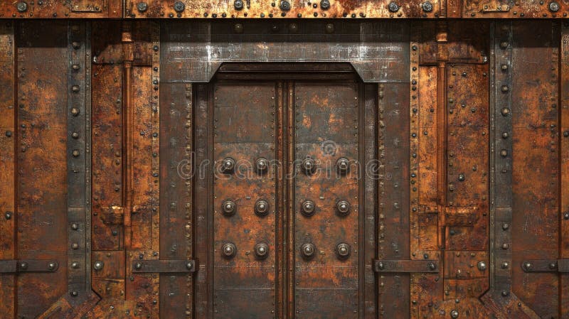 Weathered Rustic Metal Panel Featuring Oxidation and Rivets Stock Photo ...