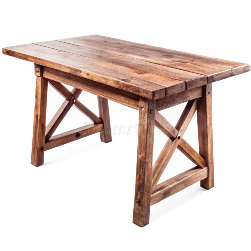 Weathered Rustic Table Isolated on White Background Stock Illustration ...
