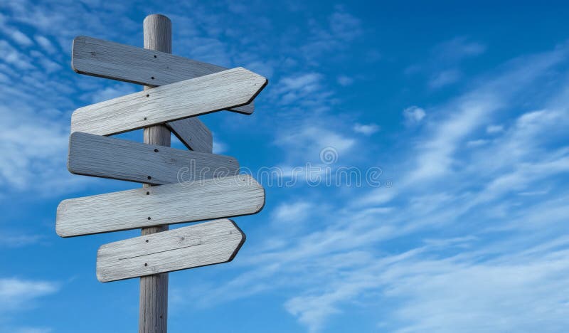 Direction, Confusion, Wooden in Beautiful Sky Stock Illustration ...