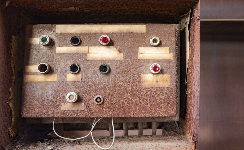Rusty control panel stock photo. Image of control, button - 100697040