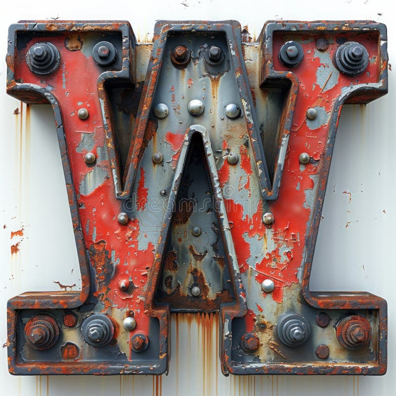 Weathered and Rusty Letter W Engraved on a Worn-out Wall, Standing Out ...