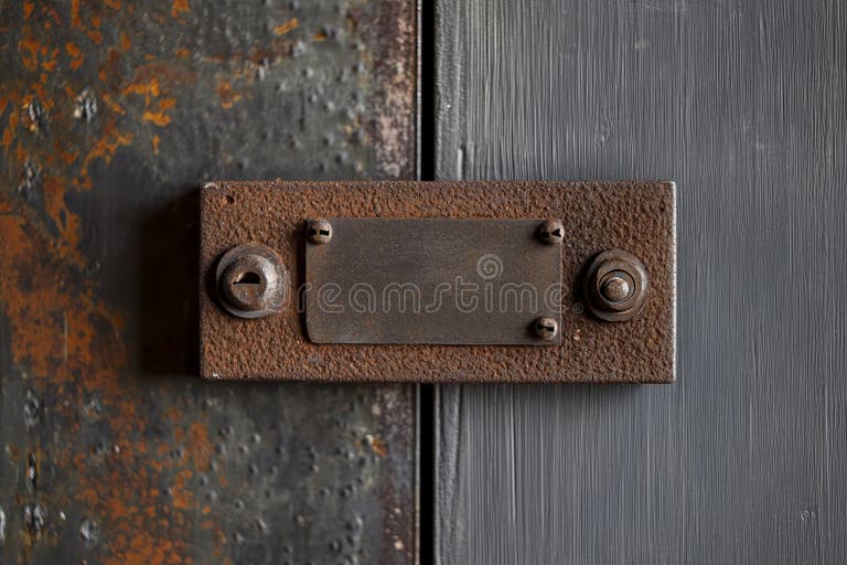 Weathered Rusty Lock on Metal Doors Featuring a Blank Space for Custom ...