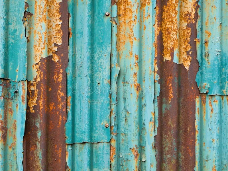 Weathered Rusty Metal Wall with Peeling Turquoise Paint Generative AI ...