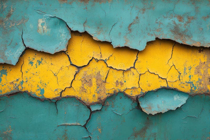 Weathered Rusty Metal Wall Texture Background with Peeling Paint and Exfoliated Surface, Aged ...
