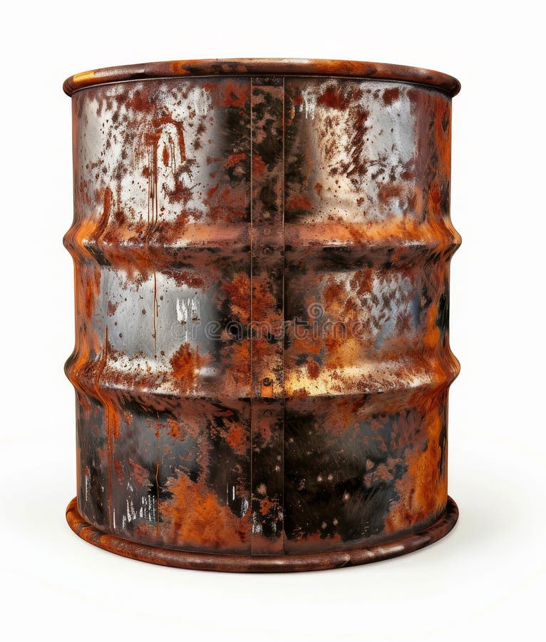 Weathered Rusty Steel Oil Barrel Against White Background Stock Image ...