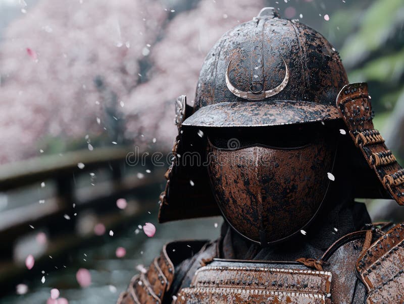 Weathered Samurai Armor in the Rain Stock Illustration - Illustration ...