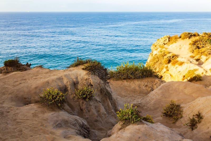 Weathered Sandstone Path To Cliff Edge with Western Wallflower Stock ...