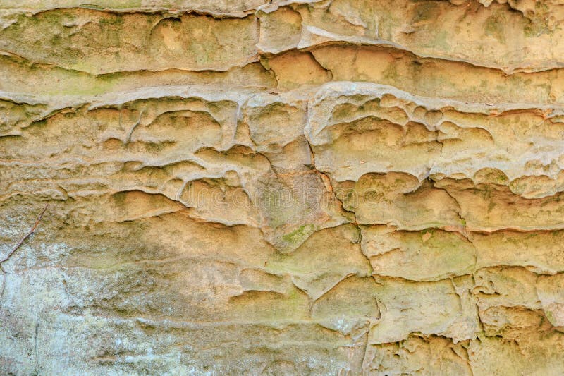 Weathered Sandstone Rock Surface with Erosion Patterns in Natural ...