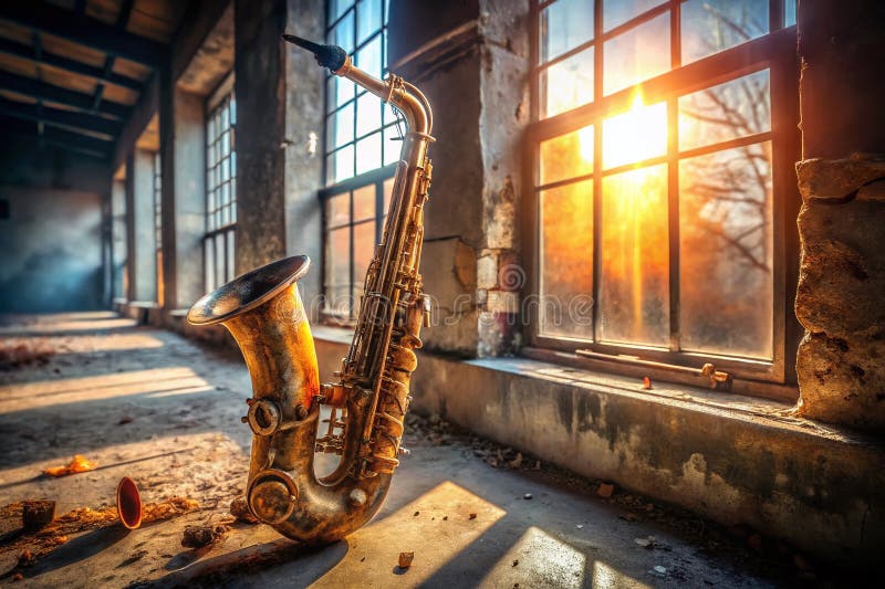 A Weathered Saxophone Abandoned in a Decaying Urban Structure a Study ...