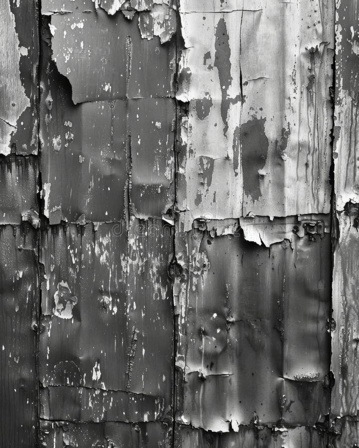Weathered Sheets of Rusted Steel Black and White Art. Stock Image ...