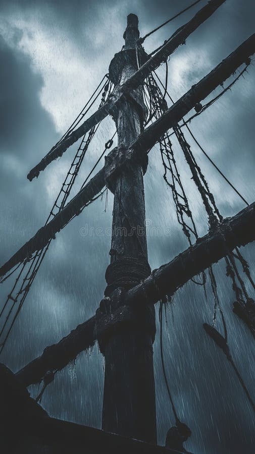 Weathered Ship Mast during Storm with Dark Sky Stock Image - Image of ...