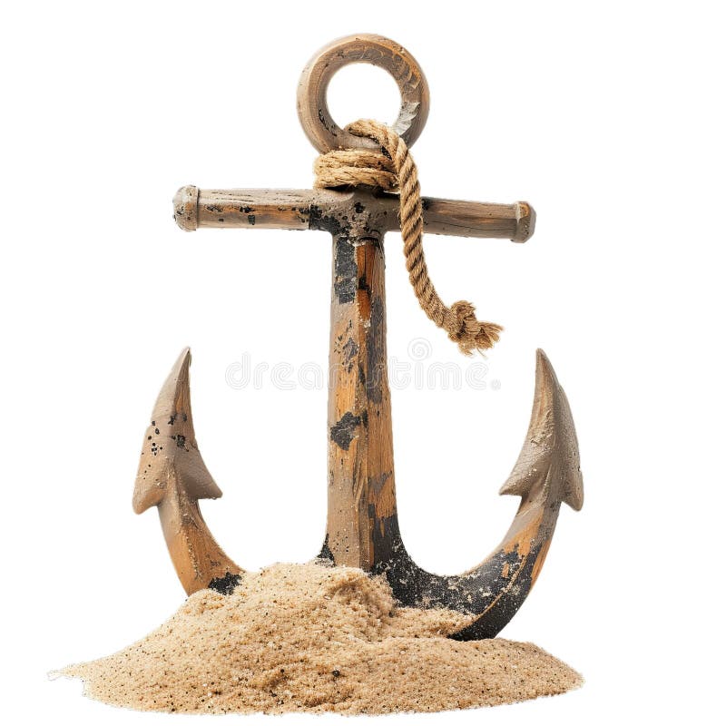 Rustic Anchor in Sand on Transparent Background Stock Photo - Image of ...