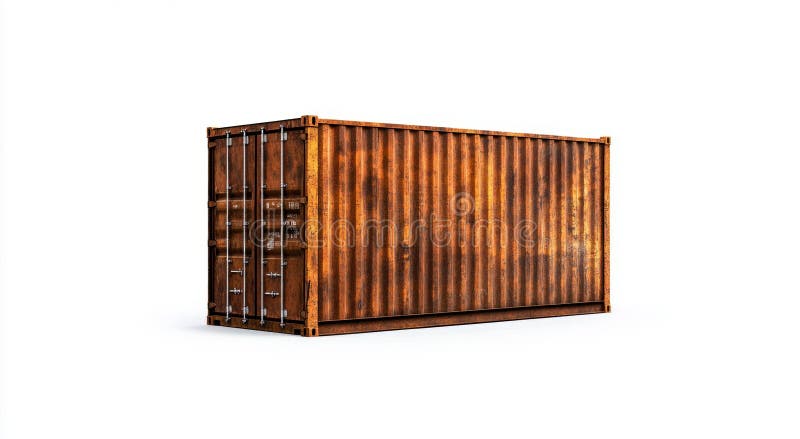 Weathered Shipping Container Isolated on White Background Stock ...