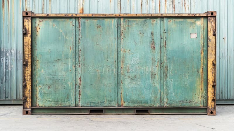 Weathered Shipping Container Ready for Transport in Industrial Setting ...
