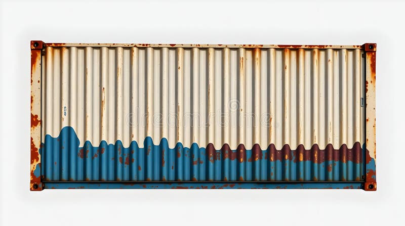 Weathered Shipping Container Section with Rust and Blue Paint Detail ...