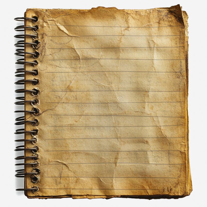 Weathered Spiral Notebook Page with Textured Background, Blank Lines ...