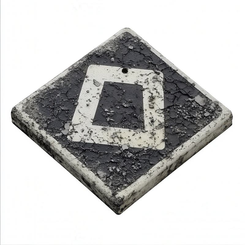 Weathered Square Sign with White Frame on Cracked Surface, Isolated ...