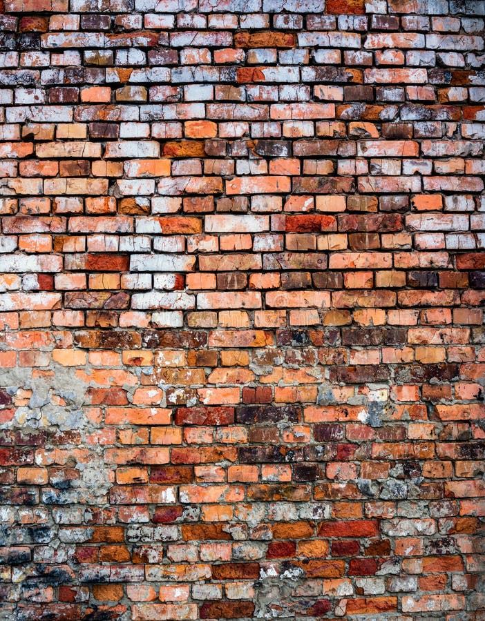Weathered Stained Old Brick Wall Background Stock Image - Image of ...