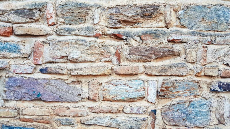Weathered Stained Old Stone Brick Wall Stock Photo - Image of ...