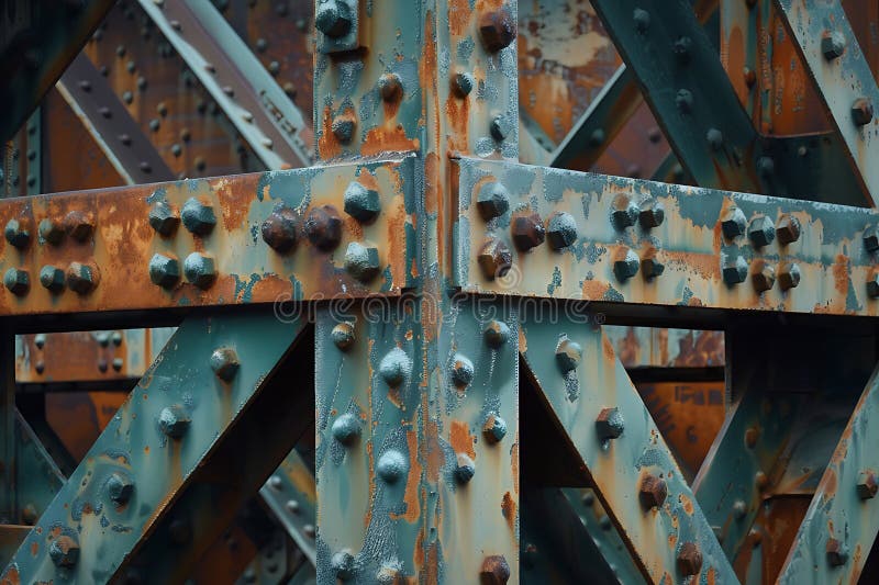 Weathered Steel Structure with Rust and Rivets Stock Illustration ...