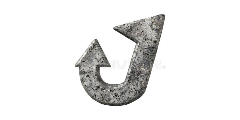 Weathered Stone Arrow in Upward U-turn Shape Isolated on Transparent ...