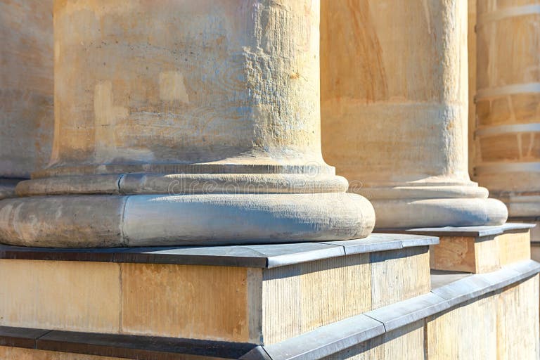 Weathered Stone Bases of Classical Large Columns Stock Image - Image of ...