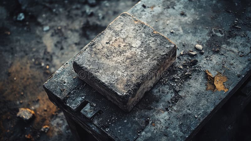 Weathered Stone Brick on Dark Surface Stock Image - Image of stone ...