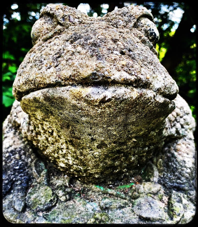 Weathered Stone Garden Toad Ornament Stock Photo - Image of signs ...