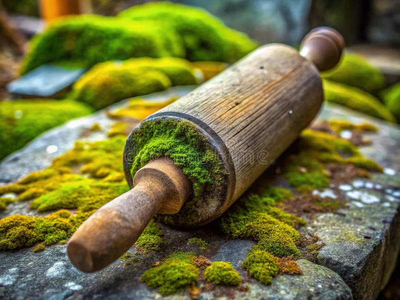 A Weathered Stone Laundry Roller a MossCovered Relic of Ancient Washing ...