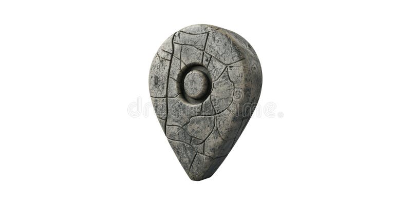 Weathered Stone Map Marker with Cracked Texture Isolated on Transparent ...