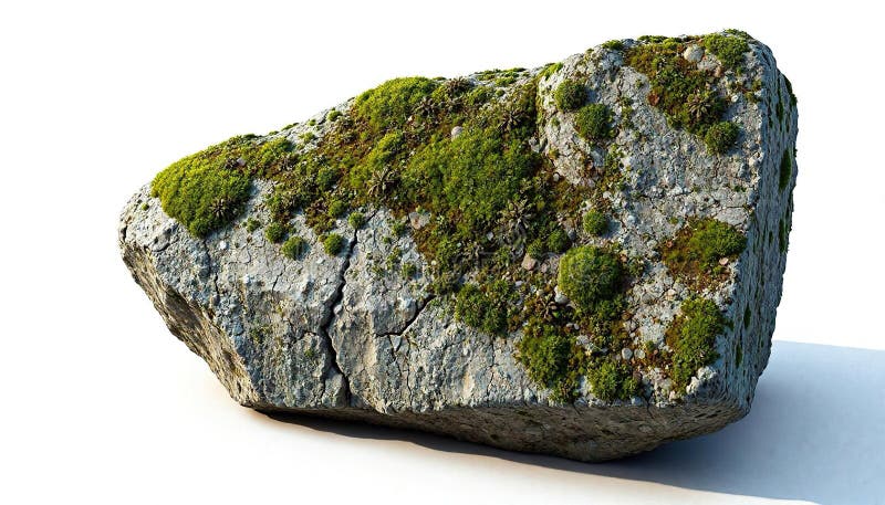 Weathered Stone Slab with Unusual Shape and Moss-Covered Surface ...