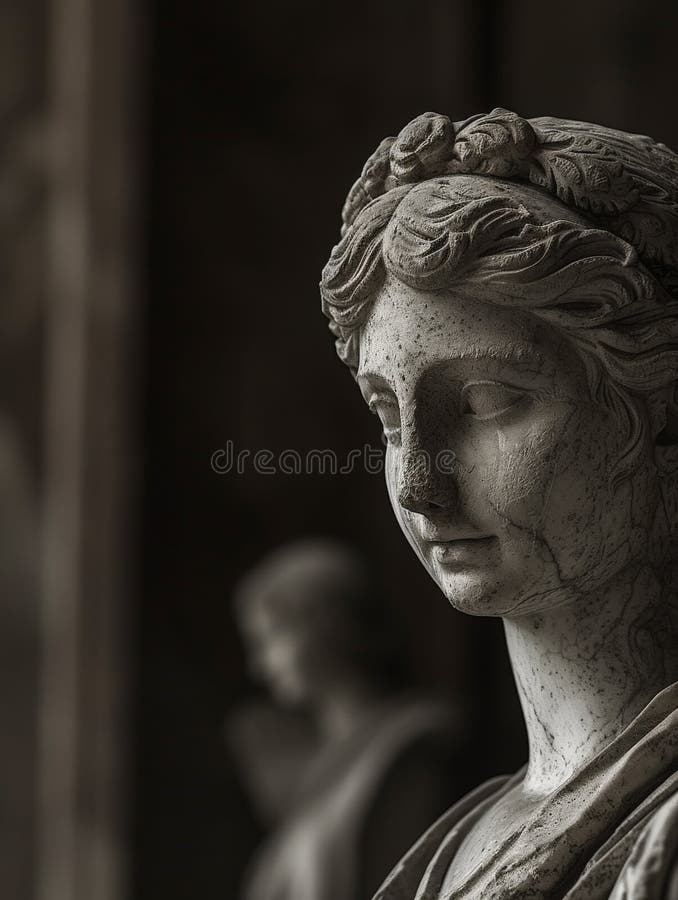 Weathered Stone Statue in Dramatic Lighting Stock Illustration ...